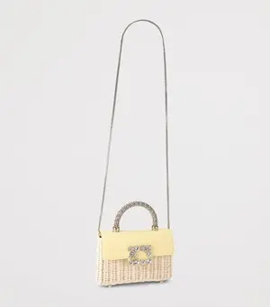 ROGER VIVIER Mini Rattan Top-handle Bag With Crystal Embellishment