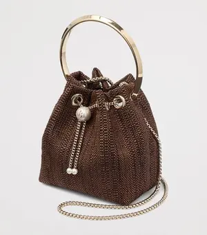JIMMY CHOO Bon Bon Woven Top Handle Bag