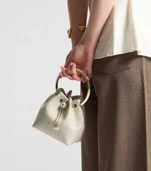 JIMMY CHOO Bon Bon Woven Top Handle Bag