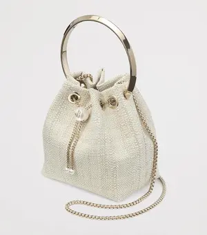 JIMMY CHOO Bon Bon Woven Top Handle Bag