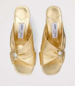 JIMMY CHOO Rafi 85 Metallic Leather Heeled Sandals