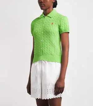 Polo Ralph Lauren Cable Knit Collared Cardigan - Green