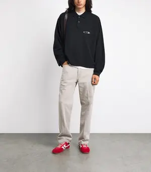 COLE BUXTON Cotton Distressed Surf Polo Shirt - Black