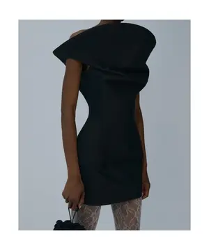 Magda Butrym Sculpted Cotton Mini Dress - Black