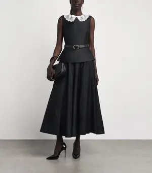 SELF-PORTRAIT Lace Trim Midi Dress