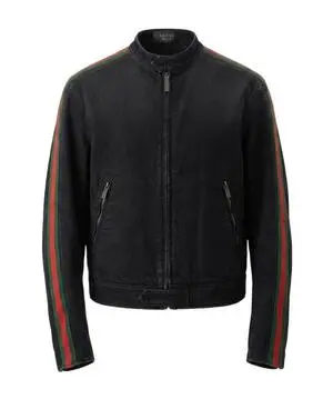 Gucci Cotton Denim Biker Jacket With Web Detail