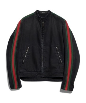Gucci Denim Biker Jacket With Web Detail