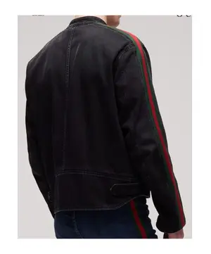 Gucci Denim Biker Jacket With Web Detail