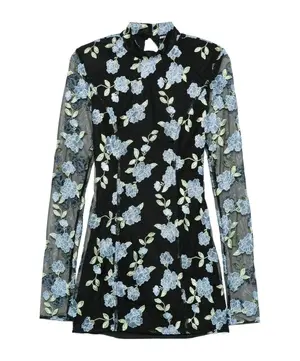ROTATE BY BIRGER CHRISTENSEN Mesh Floral Long Sleeve Mini Dress