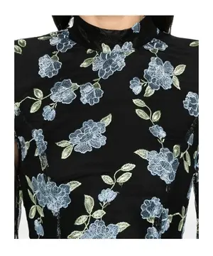 ROTATE BY BIRGER CHRISTENSEN Mesh Floral Long Sleeve Mini Dress