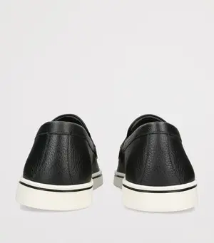 FERRAGAMO Leather Tancredi Loafers - Black