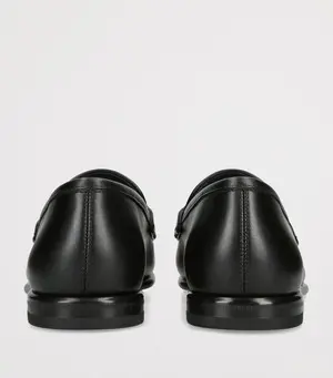 FERRAGAMO Avril Leather Loafers With Gancini Hardware - Black