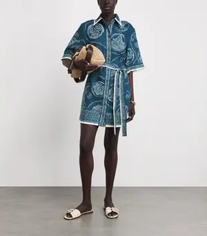 ALEMAIS Printed Linen Mini Dress