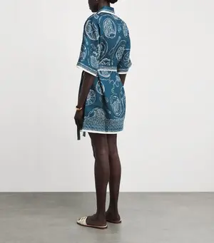ALEMAIS Printed Linen Mini Dress