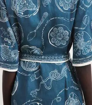 ALEMAIS Printed Linen Mini Dress