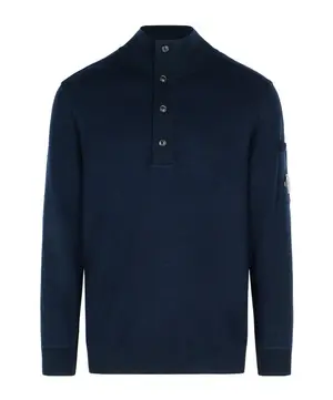 C.P. COMPANY Felted Half Button Jumper - Navy