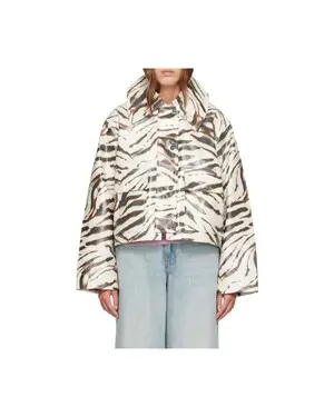 GANNI Zebra Print Cropped Jacket - Egret
