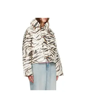 GANNI Zebra Print Cropped Jacket - Egret