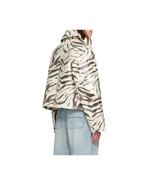 GANNI Zebra Print Cropped Jacket - Egret