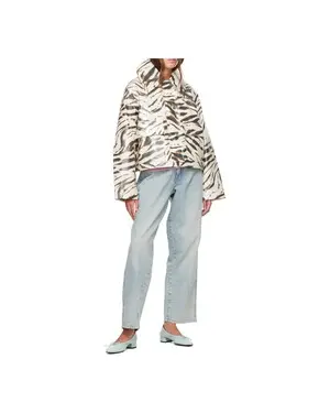GANNI Zebra Print Cropped Jacket - Egret