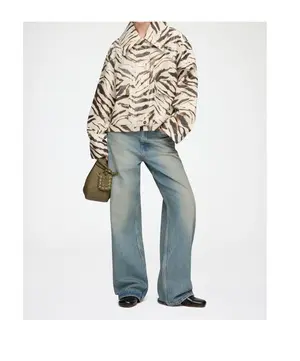 GANNI Zebra Print Cropped Jacket - Egret