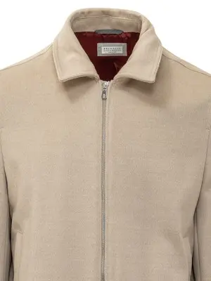 Brunello Cucinelli Stand Collar Zip-up Jacket - Nude
