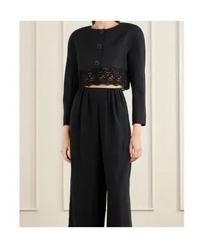 Chloé Cropped Lace-hem Cardigan - Black