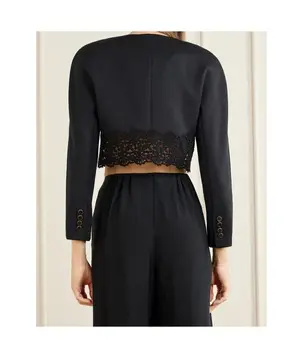 Chloé Cropped Lace-hem Cardigan - Black