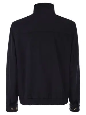 Brunello Cucinelli Long-sleeved Stand Collar Jacket With Zipper And Buttons - Black