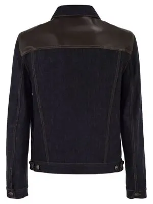 Brunello Cucinelli Paneled Denim And Leather Trucker Jacket