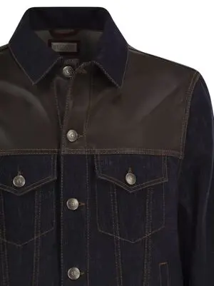 Brunello Cucinelli Paneled Denim And Leather Trucker Jacket
