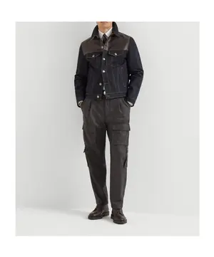 Brunello Cucinelli Paneled Denim And Leather Trucker Jacket