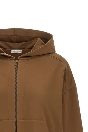 Brunello Cucinelli Monili Detail Zip-up Hoodie - Brown