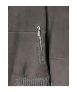 Brunello Cucinelli Shearling Trimmed Zip-up Bomber Jacket - Black