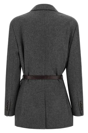 Brunello Cucinelli Long Sleeve Belted Blazer