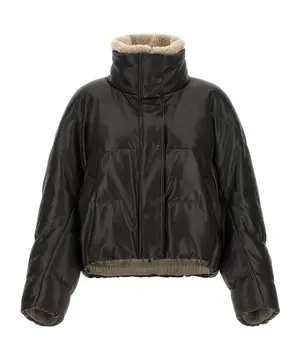 Brunello Cucinelli Long-sleeved Leather Jacket - Brown