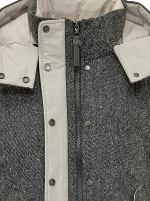 Brunello Cucinelli Donegal Tweed Hooded Jacket - Gray