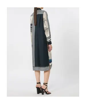 Max Mara Nautical Print Silk Midi Shirt Dress