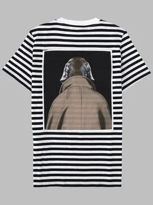 Max Mara Striped Dog Printed Crewneck T-shirt - White/blue