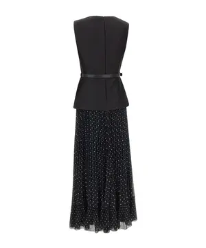 SELF-PORTRAIT Belted Polka Dot Midi Dress