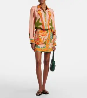 Farm Rio Birds Wrap Mini Skirt
