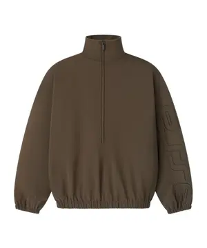 Fear Of God Logo Embroidered Half-zip Sweatshirt - Brown