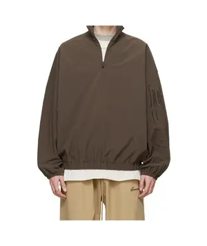 Fear Of God Logo Embroidered Half-zip Sweatshirt - Brown