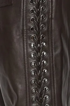 ROTATE BY BIRGER CHRISTENSEN Straight-leg Leather Pants With Lace-up Detail