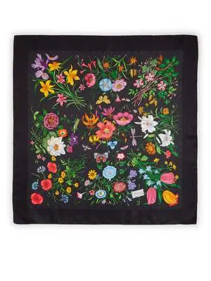 Gucci Silk Twill Scarf With Gg Print - Black