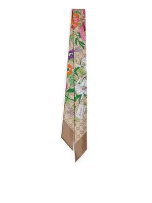 Gucci Printed Silk Scarf - Brown