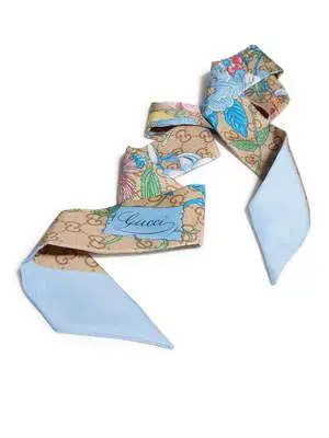 Gucci Flora Scarf In Printed Silk - Blue