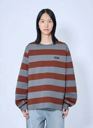 Miu Miu Striped Long Sleeve T-shirt In Cotton