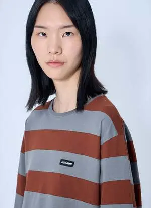 Miu Miu Striped Long Sleeve T-shirt In Cotton
