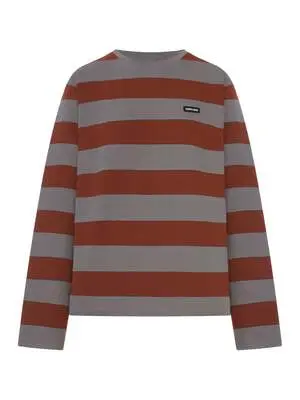 Miu Miu Striped Long Sleeve T-shirt In Cotton - Multicolor
